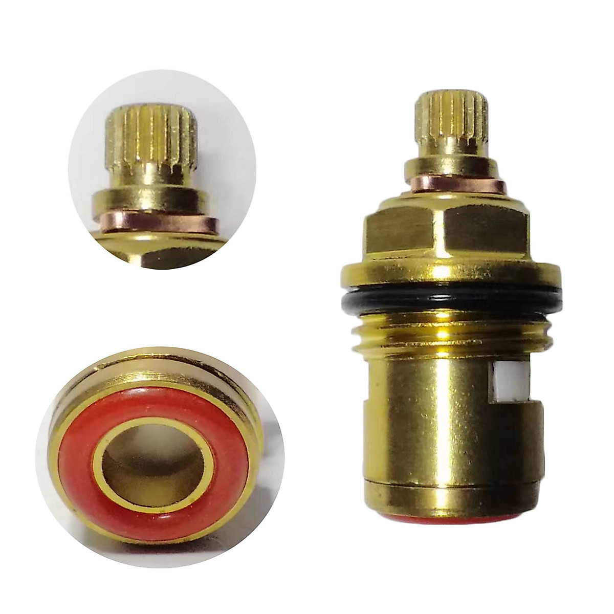 Faucet Cartridge, Brass Ceramic Faucet Stem Disc Cartridge Replacement Quarter Turn G1/2" 41MM Faucet Valves for Bathroom Kitchen Tap (Anti-clockwise)