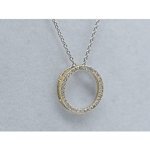 Dazzlingrock Collection Round White Diamond Circle Pendant for Women with 18 inch Silver Chain (0.33 Ctw) in 14K Yellow Gold