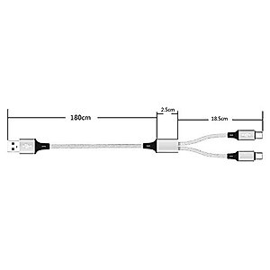 iFlash 6ft Long Dual MicroUSB Splitter Charge Cable - Power up to Two (2) Micro USB Devices at Once from a Single USB Port - Ideal for Any Micro USB Powered Device Including GPS, Smart Phones