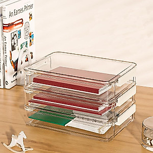 ZeJlo Plastic Storage Containers with Lids, Clear Storage Bins with Lids, 3 PCS Plastic File Box, Plastic Storage Box for Organizing A4 Paper, Photo, Document, Scrapbook, Small Toys, etc