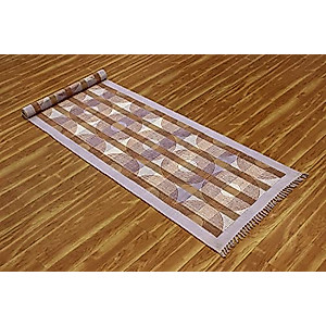 Casavani Hand Block Printed Rug Geometric Violet Tassel Rug Boho Area Rug Easy Care Washable Rugs for Doormat Entryway Living Room Bedroom Hallway Balcony 3x20 Feet Runner