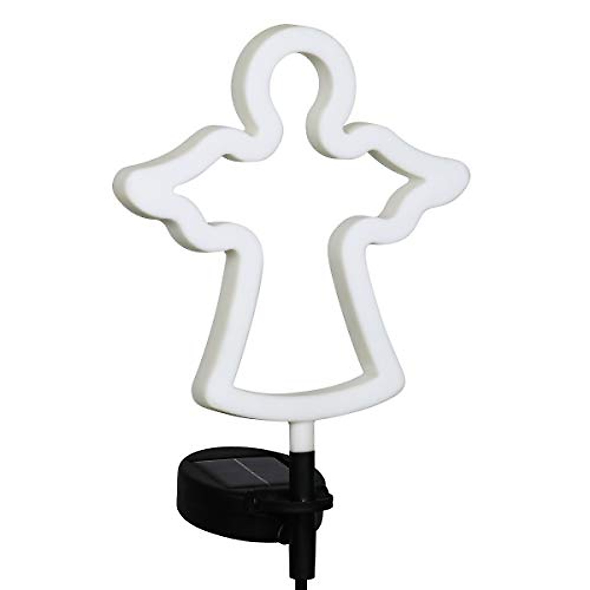 Exhart Garden Solar Lights, Decorative Angel Garden Stake, LED, Cute Yard and Pathway Decor, White Outline, 9.5 x 34.5 Inch