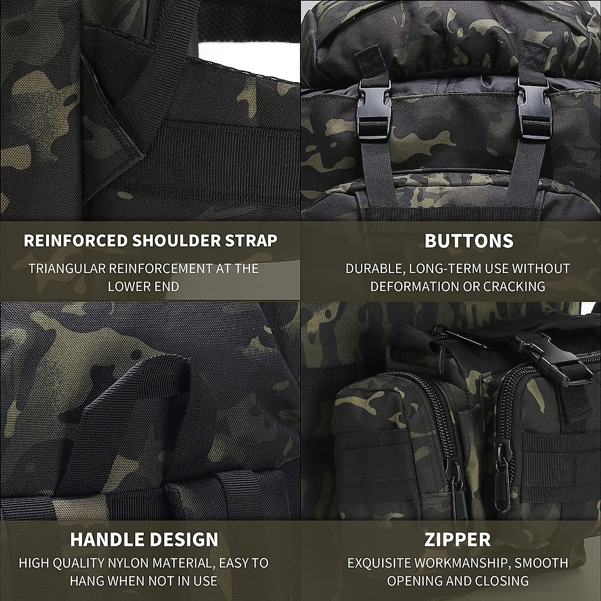 TianYaOutDoor Military Tactical Backpack Detachable Molle Bag Large capacity Rucksack Camping Hiking Backpack for Men Women