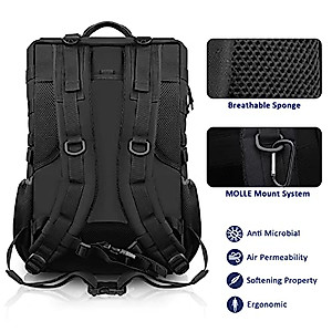 Large Tactical Backpack, Military Gear Backpack For Men, Upgrade Durable 48L Big Army Tactical Backpacks, Extra Large Travel Backpack Mochila Molle Bag For Work Hiking Outdoor Sport Camping, Black