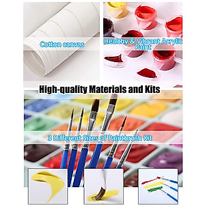 Tenei Paint by Numbers for Adults & Kids Oil Paint DIY Craft Paintings Art Set on Canvas Color by Number Kits Acrylic(Birds)