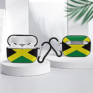 YouTary Jamaican Flag Pattern Apple Airpods pro Case Cover with Keychain, AirPod Headphone Cover Unisex Shockproof Protective Wireless Charging Headset Accessories