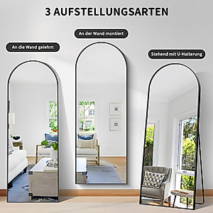 KOCUUY Arched Full Length Mirror, 64”x21” Full Body Floor Length Black Standing Mirror Full Length, Arched Floor Mirror Living Room, Wall Mirror Hanging Standing Or Leaning Body Mirror Bedroom
