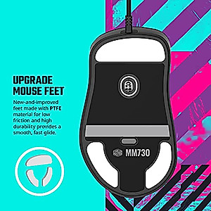 Cooler Master MM730 Wire Gaming Mouse Black, Adjustable 16,000 DPI, Palm|Claw Grip, PixArt Optical Sensor, Ultraweave Cable, PTFE Feet, RGB Lighting (MM-730-KKOL1)