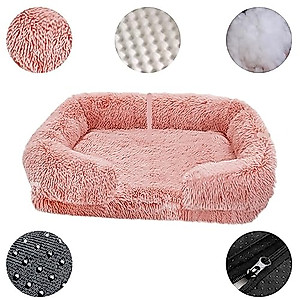 Valcla Dog Bed Creative Pet Dog Sofa Bed Square Kennel Pet Bed Cat Pad Autumn and Winter Warm Pet Kennel Removable for Cleaning Pet Bed (Color : Light Gray, Size : XX-Large)