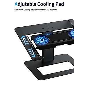 ERGOPOLLO Laptop Cooling Pad with Removable Semi-Conductor Cooling Chips and Two Cooling Fans, Adjustable Laptop Cooler Stand for Desk Compatible with 10 to 15.6 Inches Notebook PC Computer, Black