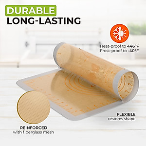 Silicone Baking Mat Thick & Non-Stick Surface - Oven Microwave Dishwasher Freezer Safe - Reusable Sheet for Making Cookies, Baked Goods - Small Rolling Pad for Dough - 15.75"x11.81" by Cook’n’Chic