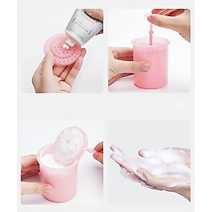 JIBIACB Facial Foamer Face Foam Maker Marshmallow Whip Maker Skincare Tools Facial Cleansing Tool for Face Wash Gift for Her (2pcs, White+Purple)