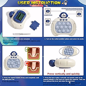 Quick Push Sensory Fidget Toys for Kids Adults, Handheld Puzzle Game, Fast Push Travel Toys, Xmas Birthday Gift for Boys Girls (Astronaut Red Light)