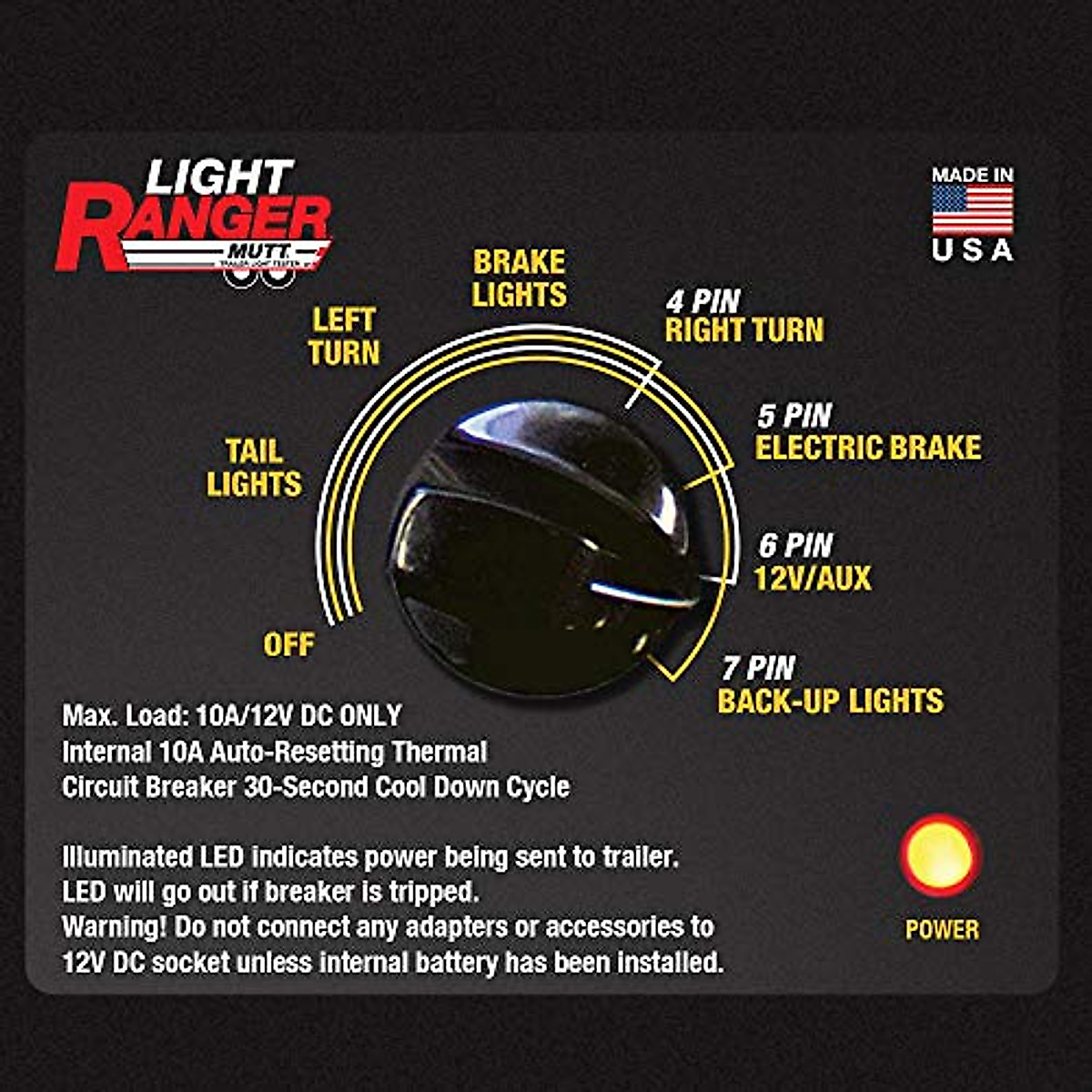 Innovative Products of America #9101 Light Ranger MUTT (7-Way Spade Pin Style with Adapter) Trailer Tester