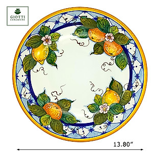 X Large Ceramic Bowl for Kitchen - Italian dinnerware pasta bowl - Platter serving tray - Hand painted Tuscan pottery bowls - Made in Italy plates set - Ceramics salad tuscan soul pottery