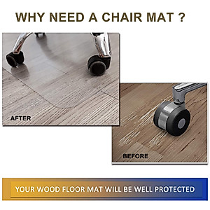 HOMEK Office Chair Mat for Hardwood Floor, 48”x 36” Clear Floor Protector Mat for Office Chair, Vinyl Desk Chair Mat for Hard Floors, Easy Glide for Chairs