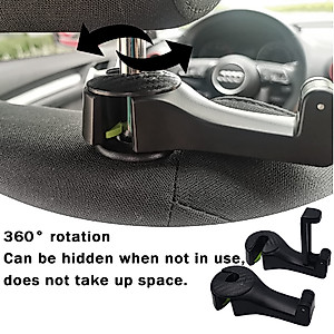 2 in 1 Car Seat Hooks,2PCS Multifunctional Car Seat Back Hooks with Mobile Phone Holder, Universal Car Seat Internal Accessories Hooks, for Phones, Bag, Umbrellas, Clothes (Carbon Black)