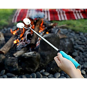 Marshmallow Roasting Sticks - Telescoping Smores Skewers and Hot Dog Forks - Perfect for Outdoor Cooking, Campfires & Fire Pits - with Carrying Case (4 Pack)