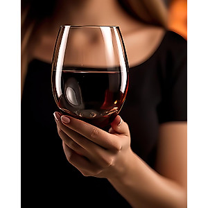 LUXU Stemless Wine Glasses(Set of 6)-20 oz,Crystal Wine Cups for Red or White Wine,Large Water Juice Glasses,No Stem Glass Beverage Cups,Clear Drinking Tumblers for Any Occasion