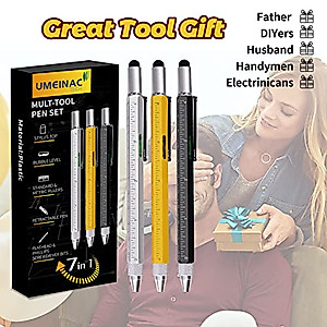 7 in 1 Multitool Pen, 3 Pack Multitool Tech Tool Pen Set for Men, Aluminum Construction Tools Gadget Stocking Stuffers Gifts for Dad Husband Father