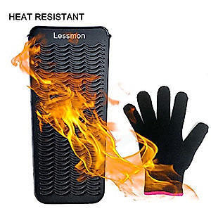 Heat Resistant Mat Pouch and Heat Resistant Glove for Curling Irons, Hair Straightener, Flat Irons and Other Hair Styling Tools 11.5" x 6", Black