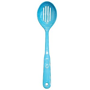 Handy Housewares 12.5" Long Handled Colorful Melamine Slotted Serving Spoon (Blue, 1 Pack)