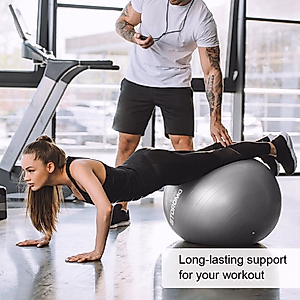STOROMO Exercise Ball,Yoga Ball(with Exercise Tutorial)，Extra Thick Non-Slip,Holds 2500 lbs, Workout Ball for Pregnancy Birthing and Balance Stability (Silver, 45cm/17.7in)