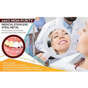 Professional Dental Tartar Scraper Tool - Double Ended Tartar Remover for Teeth, Dental Pick, Plaque Remover, Tooth Scraper - Added Tooth Cleaning at Home - 100% Surgical Stainless Steel-45-10127 (2)