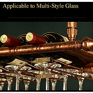 WGX Design For You Wine Bar Wall Rack 60'' Hanging Bar Glass Rack&Hanging Bottle Holder Adjustable(Bronze)