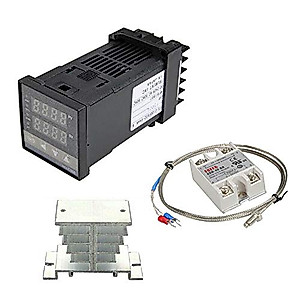 Digital PID Temperature Controller REX-C100 REX C100 Thermostat + SSR Relay SSR-40DA+ K Thermocouple Thread Probe+Heat Sink