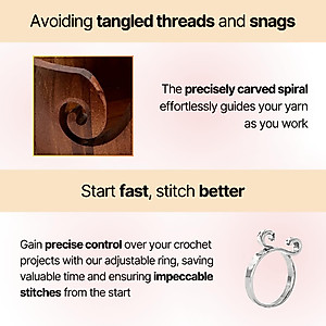 NM Art & Craft Wooden Yarn Bowl Holder- Elegant Crochet Yarn Holder with Spiral Design, Two Holes & Crocheting Accessories-Durable Yarn Bowl for Crocheting- Unique Crochet Gifts for Crocheters, Retro