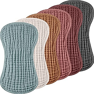 Frienda 6 Pieces Muslin Burp Cloths for Baby Burp Cloth Multi Colors Muslin Washcloths Diapers 6 Absorbent Layers Newborn Face Towels for Baby Boy Girl Unisex, 9 x 20 Inch (Fresh Colors)