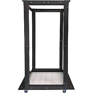 Sysracks 4 Post Open Frame Server Rack Mobile Relay with Wheels Casters for 19" Network Server AV IT Equipment Gear Rack Cabinet Adjustable Depth 24"-37" (22U)