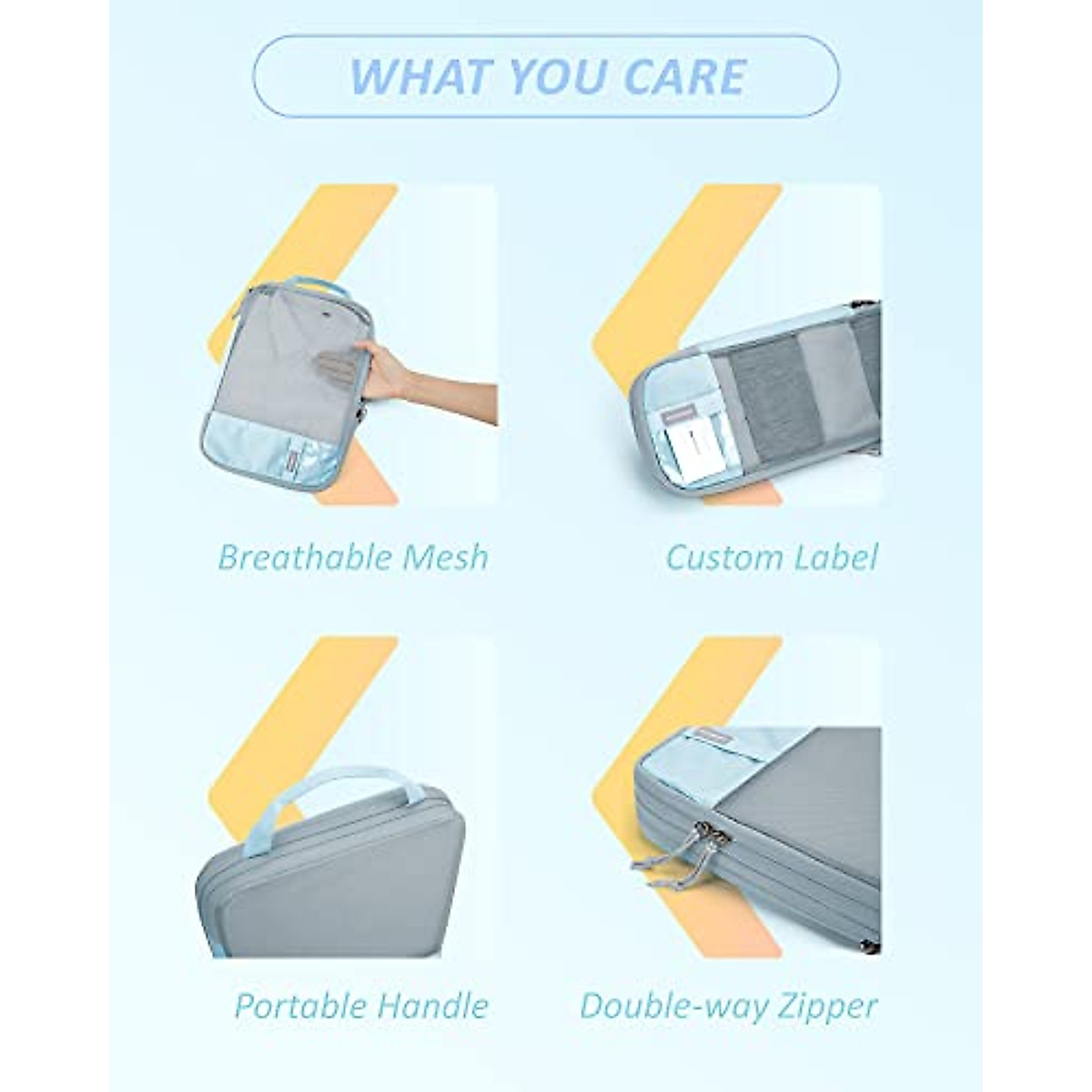 Compression Packing Cubes for Suitcases, BAGSMART 4 Set Travel Organizer Cubes for Travel Essentials, Expandable Luggage Suitcase Organizer Bags Set, Lightweight Packing Organizers as Travel Accessories for Women / Men