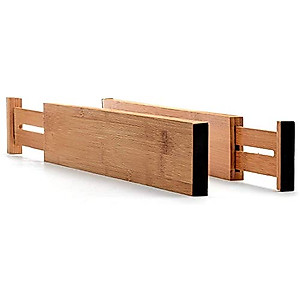 SAVICOS Bamboo Drawer Divider Organizers 4 pack,Spring Adjustable & Expandable Kitchen Drawer Organizer,Tray Organizer for Kitchen, Baby Drawer, Bathroom, Bedroom, Office or Dresser