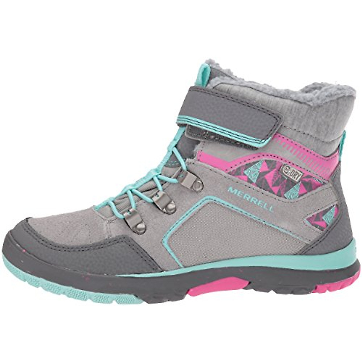 Merrell Kids' Unisex M-Moab Fst Polar Mid A/C Wtrpf Hiking Boot, Grey/Multi, 2 Wide US Little Kid