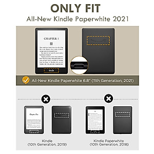 MoKo Case for 6.8" Kindle Paperwhite (11th Generation-2021) and Kindle Paperwhite Signature Edition, Light Shell Cover with Auto Wake/Sleep for Kindle Paperwhite 2021 E-Reader, Black