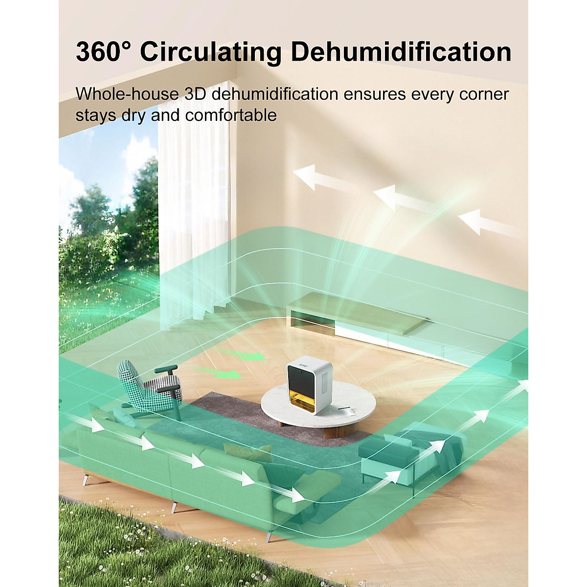 Dehumidifier, AILINKE Dehumidifiers for Bedroom 70oz, 500 sq.ft, Small Dehumidifier for Bathroom, Living Room with Auto Shut Off, Timer, Quiet Dehumidifier for Room, 7 Colors LED Light, White