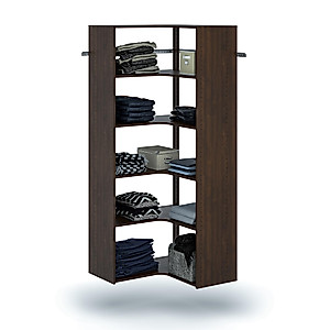 Easy Track Adjustable Corner Tower Clothing Storage Kit Closet Organizer, White