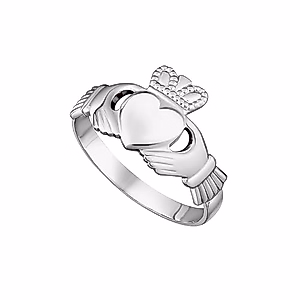 Biddy Murphy Women's Claddagh Maids Ring Made in Ireland Classic Sterling Silver Traditional Claddagh Design Fine Details Made in Co. Dublin by Irish Artisan Jewelers Size 6