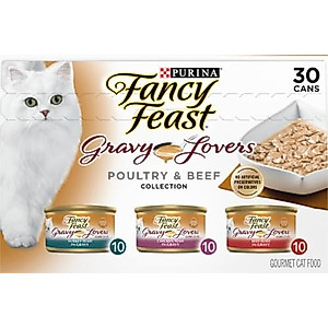Purina Fancy Feast Gravy Lovers Poultry and Beef Grilled Gourmet Wet Cat Food Variety Pack - (Pack of 30) 3 oz. Cans