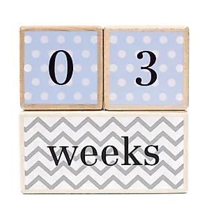 Solid Wood Milestone Age Blocks in Blue. Baby Age Photo Blocks and Photo Props…