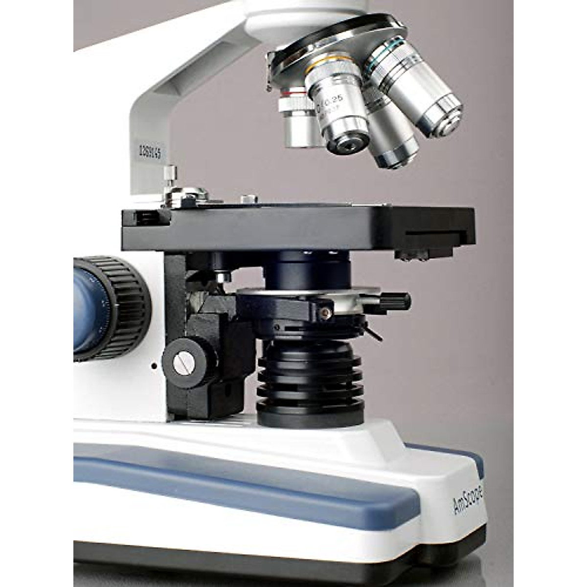 AmScope B120C-WM Siedentopf Binocular Compound Microscope, 40X-2500X Magnification, Brightfield, LED Illumination, Abbe Condenser, Double-Layer Mechanical Stage, Includes Book