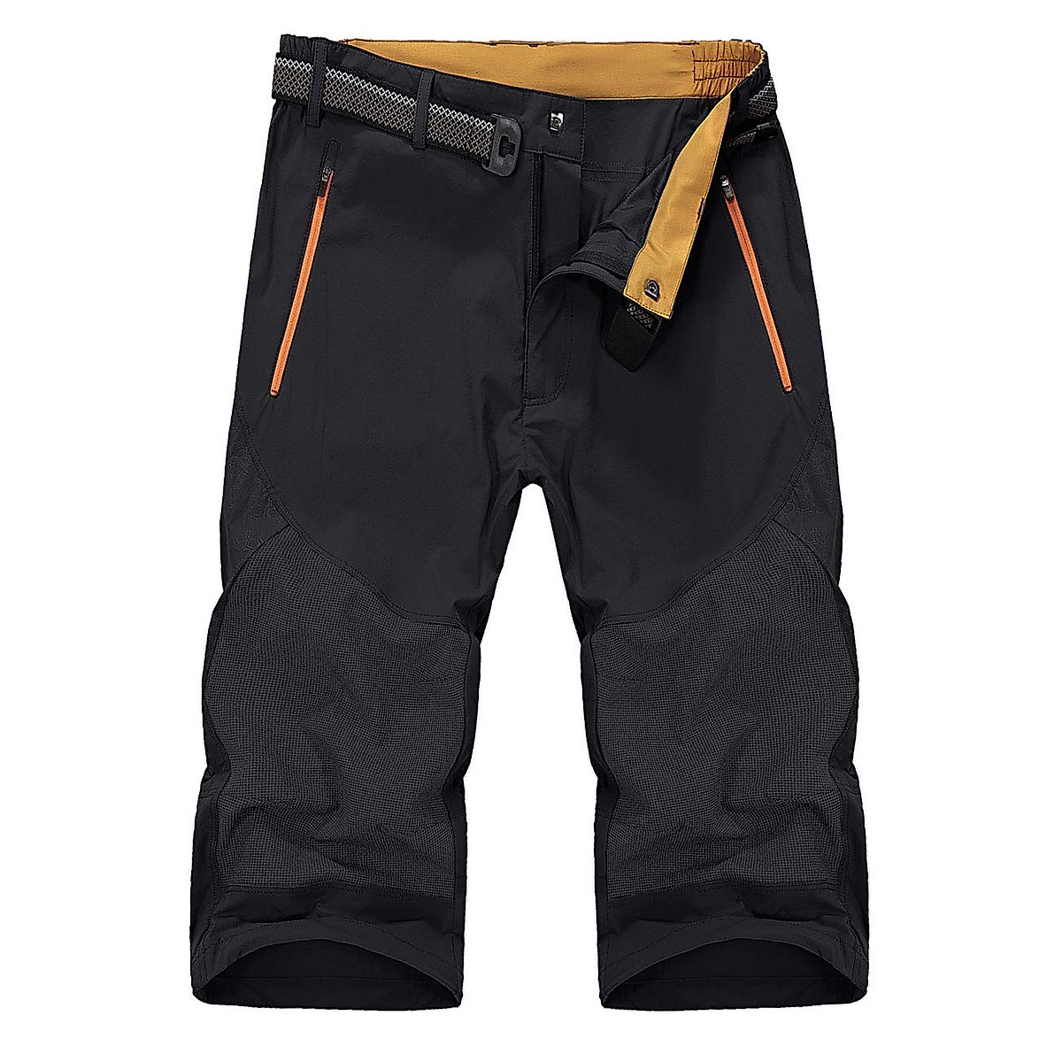 TACVASEN Men's Cargo 3/4 Long Shorts Quick Dry Below Knee Capri Slim FIit Pants Black, 34