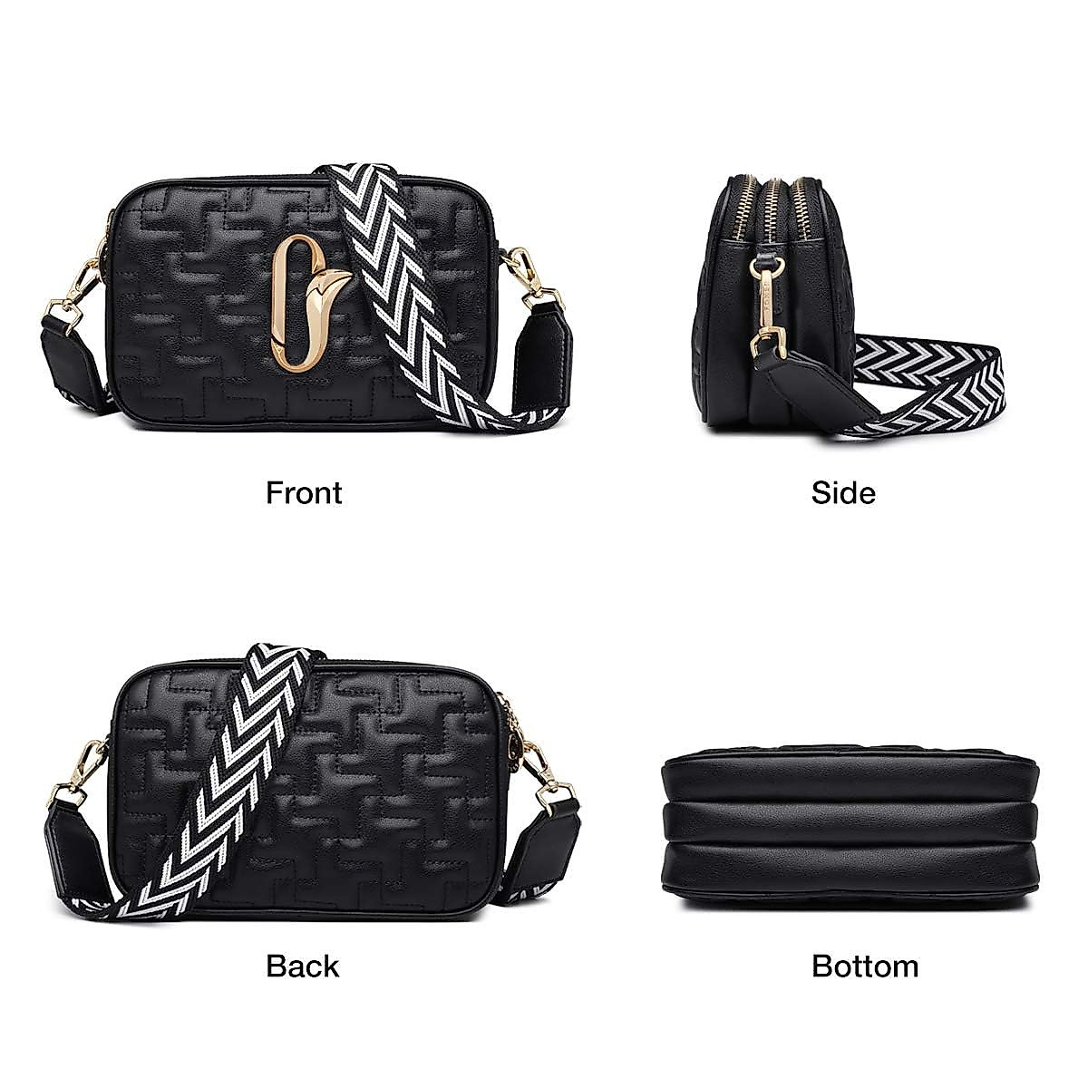 FOXLOVER Women's Crossbody Bags Leather Small Shoulder Bag Purses for Women Quilted Chain Lady Casual Lattice
