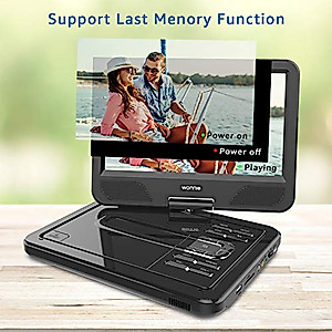 WONNIE 12.5 Inch Portable DVD Player for Car, with Rechargeable Battery, 10.5" Swivel Screen, SD Card Slot and USB Port, Gift for Kid and Senior Citizens(Black)