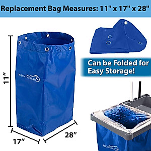 KLEEN HANDLER Janitorial Cart 23 Gallons Replacement Bag | Commercial Cleaning Cart Bag for Hotel, Laundry, Towels, Housekeeping, Blue