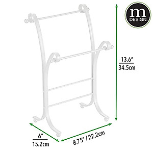 mDesign Steel Countertop Hand Towel Holder - 2-Tier Freestanding Small Towel Stand for Bathroom Counter, Vanity - Washcloth, Tea Towel, Hand Towel Holder Stand - Hyde Collection - 2 Pack, Matte White