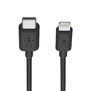 Belkin USB-C to Lightning Cable (4ft Fast Charging iPhone USB-C Cable for iPhone 11, 11 Pro, 11 Pro Max, XS, XS Max, XR, X, MacBook, iPad and more, Apple MFi-Certified), Black (F8J239bt04-BLK)