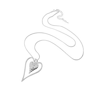 welbijoux Long Heart Necklace for Women Silver Chain Pendant Y Necklace Set Statement Pendant Chic Jewelry With Gifts Box